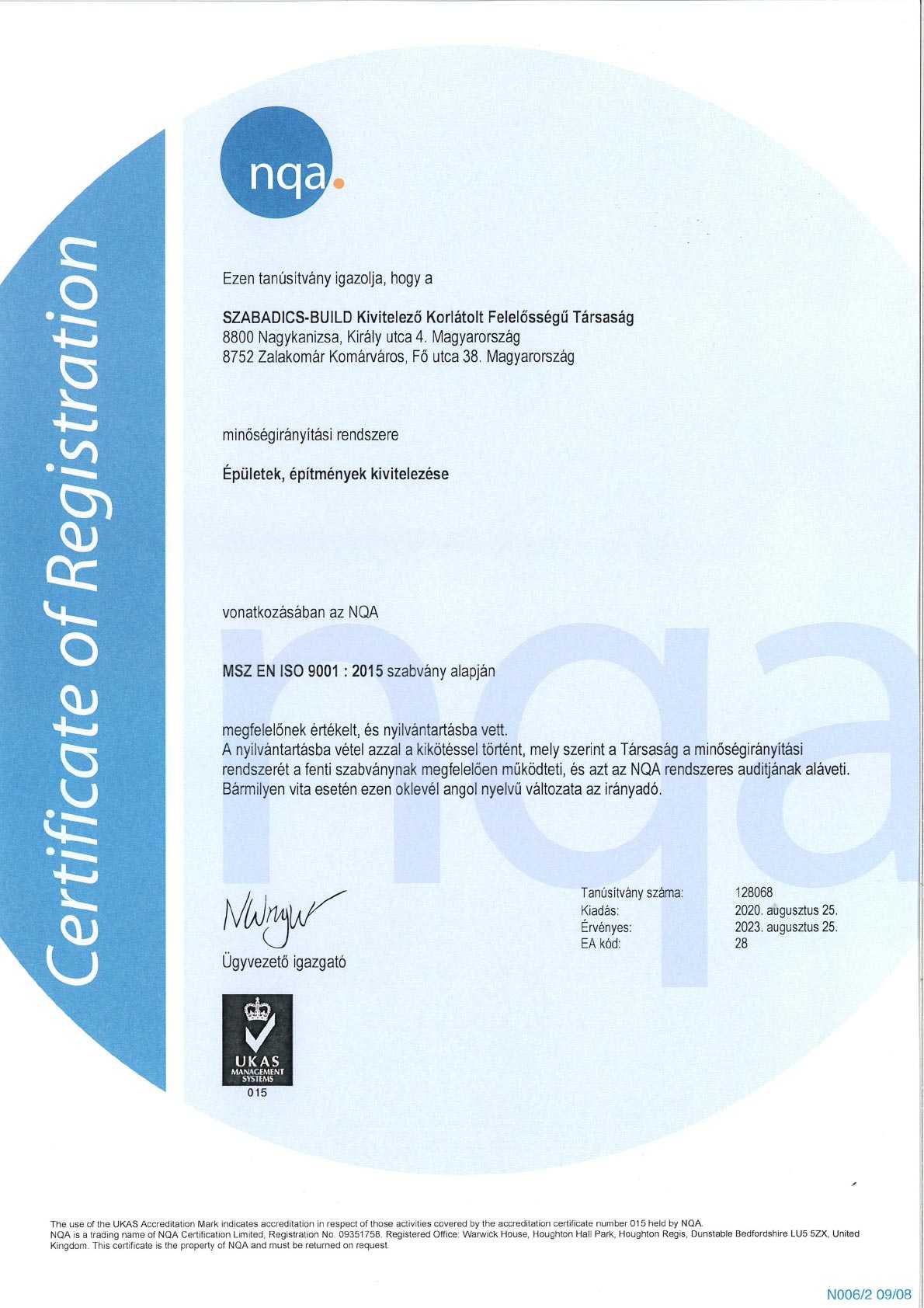 TANUSÍTVÁNYOK - Szabadics Zrt.